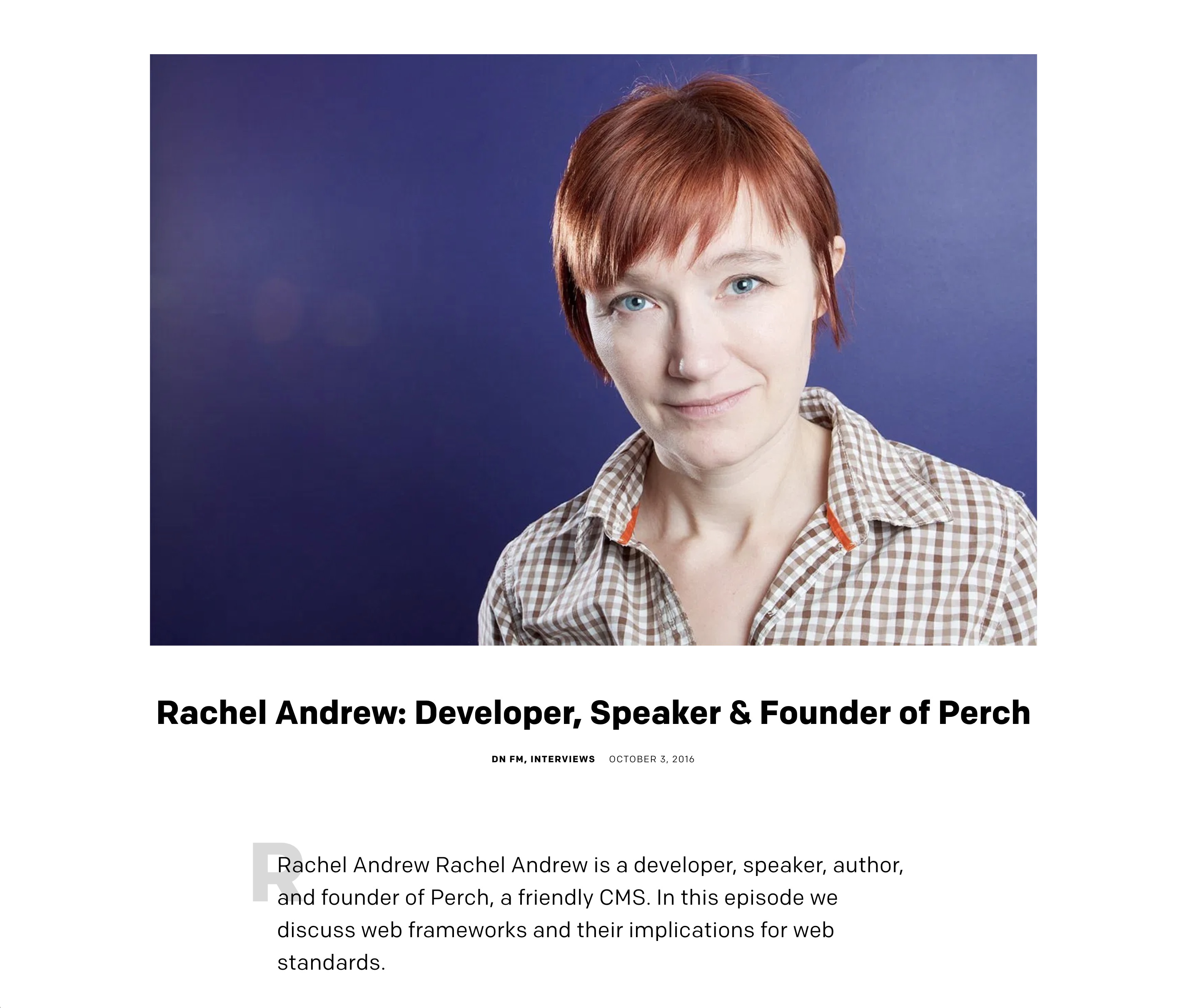 Rachel Andrew: Developer, Speaker & Founder of Perch | Sam Solomon